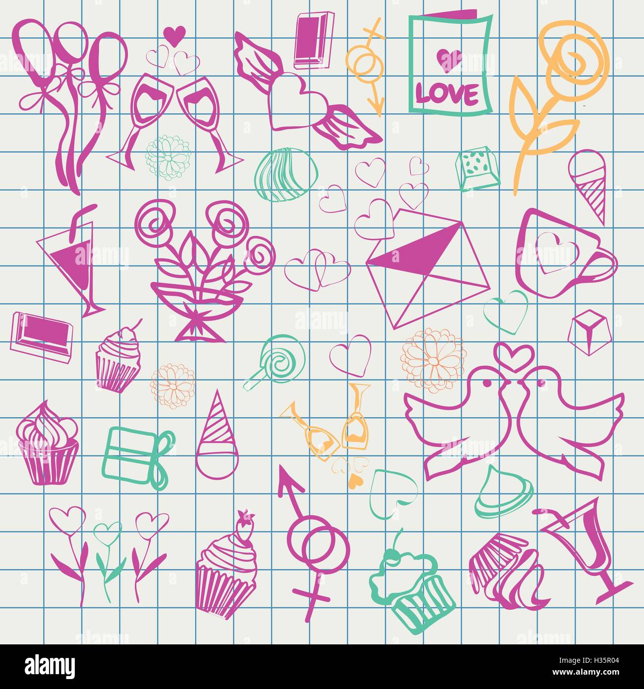 Valentines doodle Stock Vector Images - Alamy