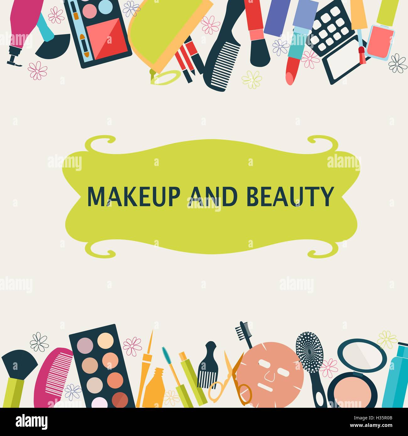 Makeup cosmetic brush powder Stock Vector Images - Alamy