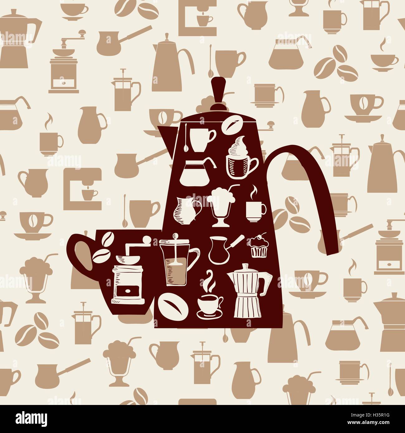 Vector background of Coffee icons Set Stock Vector Image & Art - Alamy