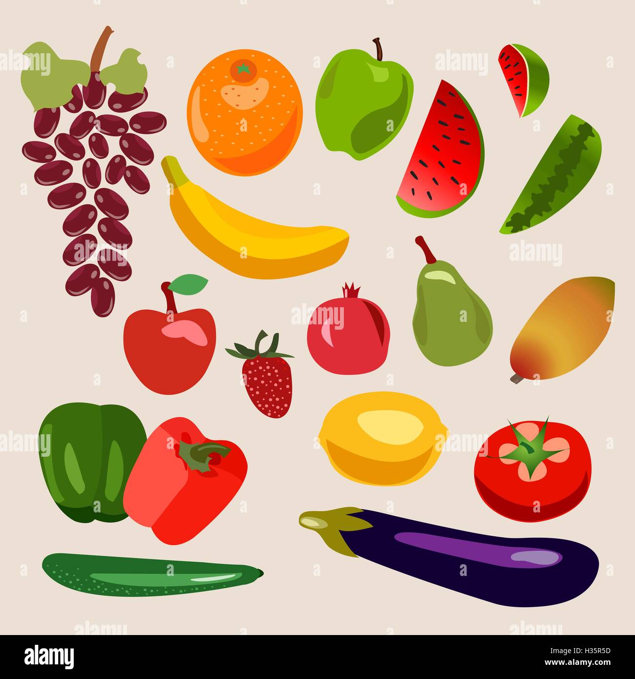 Vector collection of fruits and vegetables Stock Vector Image & Art - Alamy