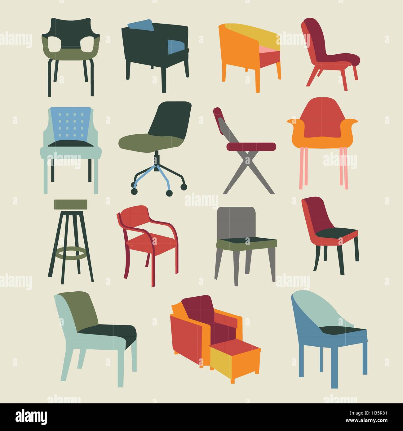 Set icons of chairs interior furniture Stock Vector Image & Art - Alamy
