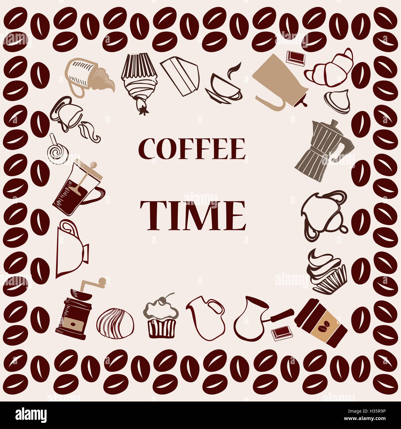 Coffee time pattern Stock Vector Images - Alamy