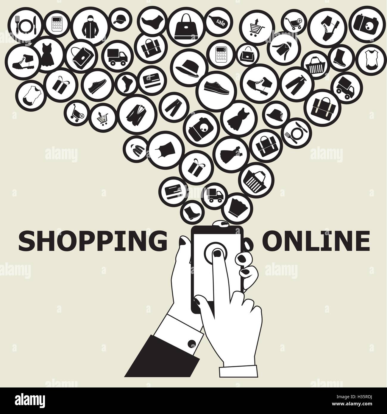 Shopping related illustration Stock Vector Images - Alamy