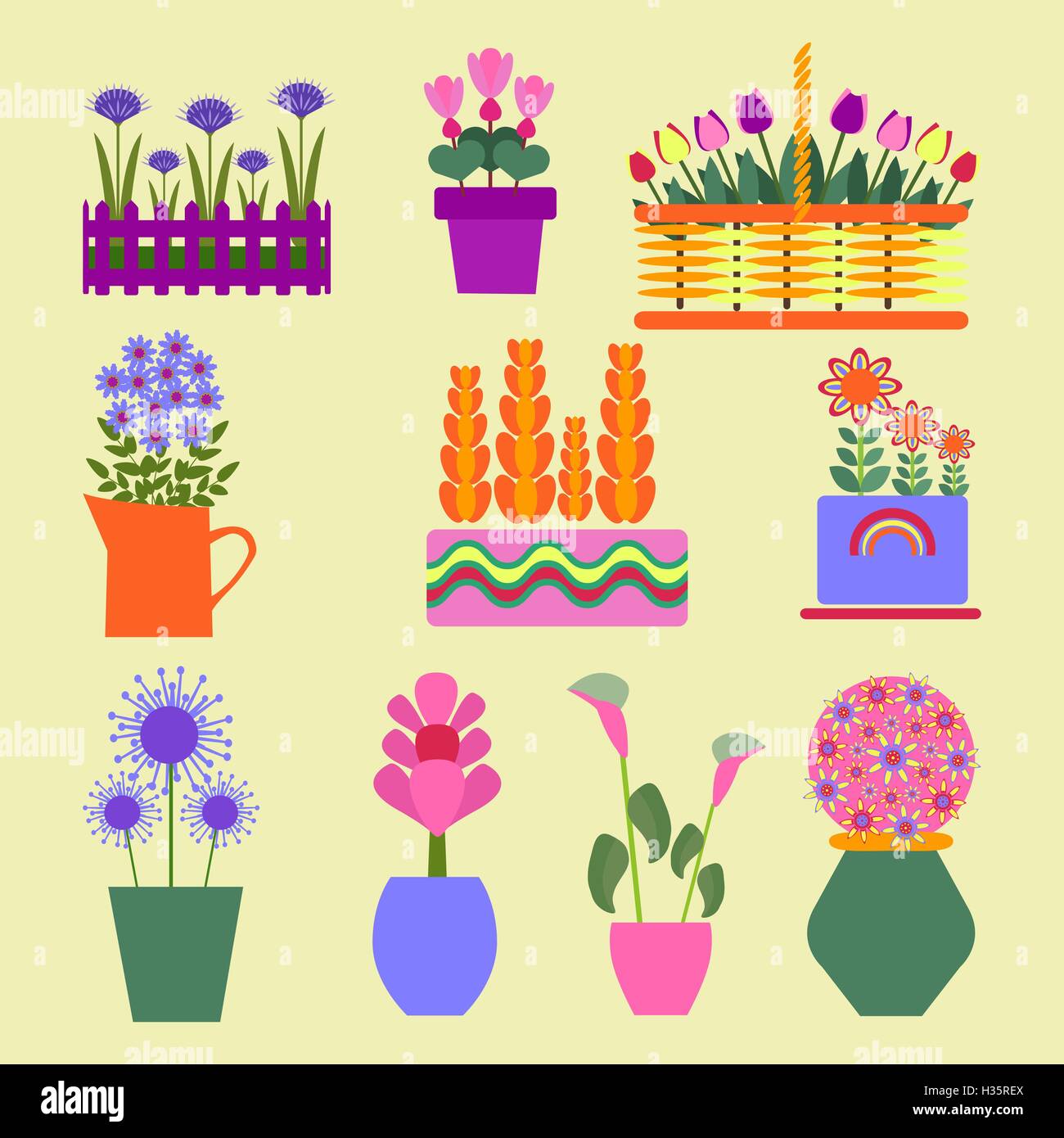 Set icons spring garden Stock Vector Images - Alamy