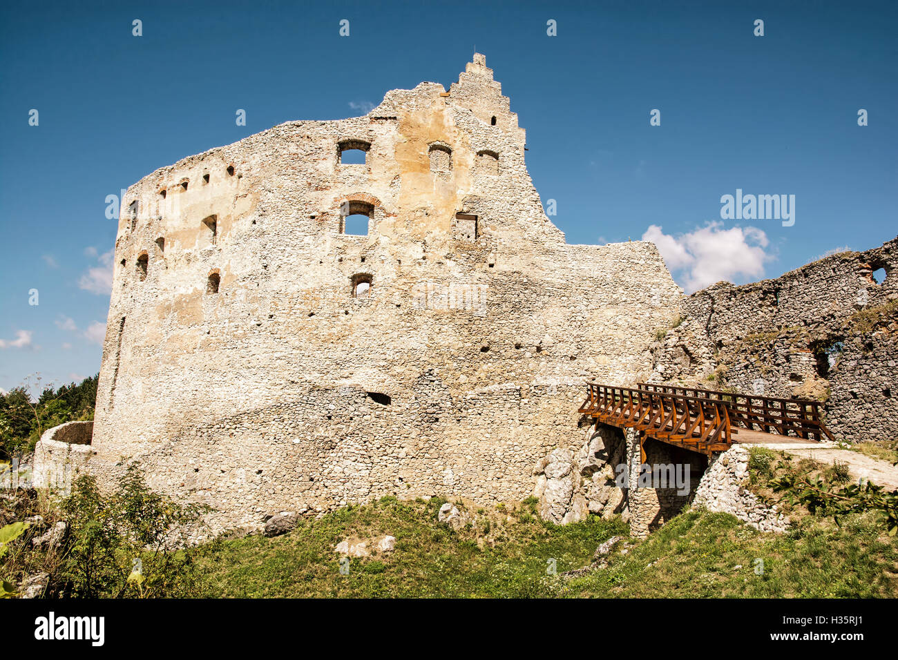 Ruins of Topolcany castle, Slovak republic, central Europe. Ancient ...