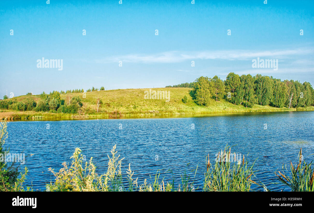 rural river landscape on summer sunset Stock Photo - Alamy