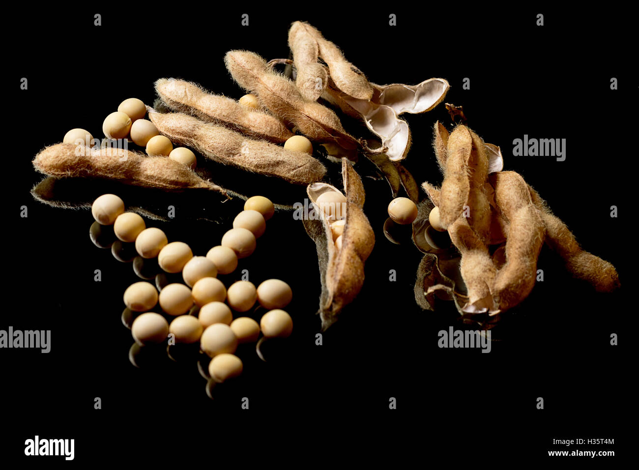 Soybeans forming Yen symbol. Soybean market. Agriculture Soybean pods ...