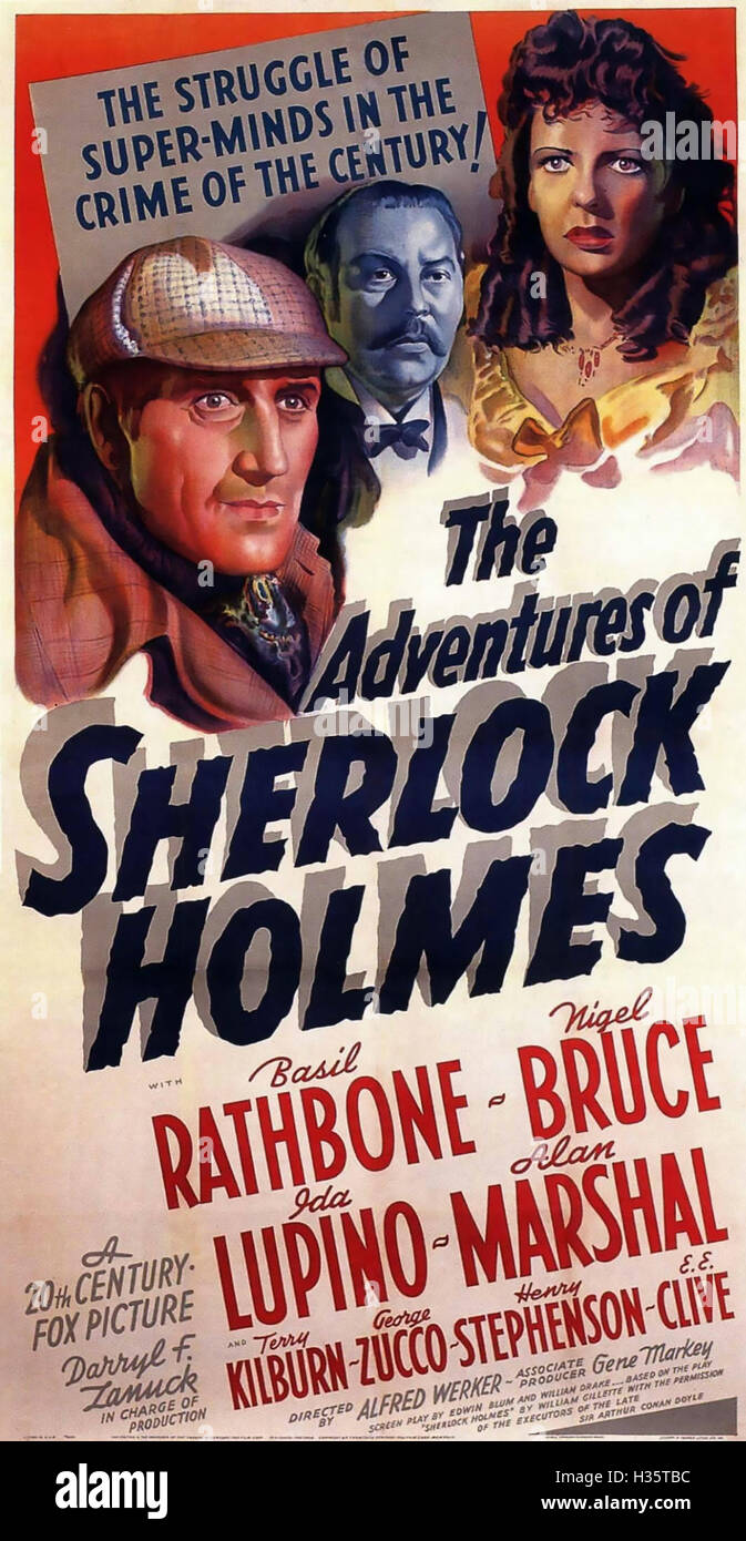 THE ADVENTURES OF SHERLOCK HOLMES 1939 20th Century Fox film with Basil ...