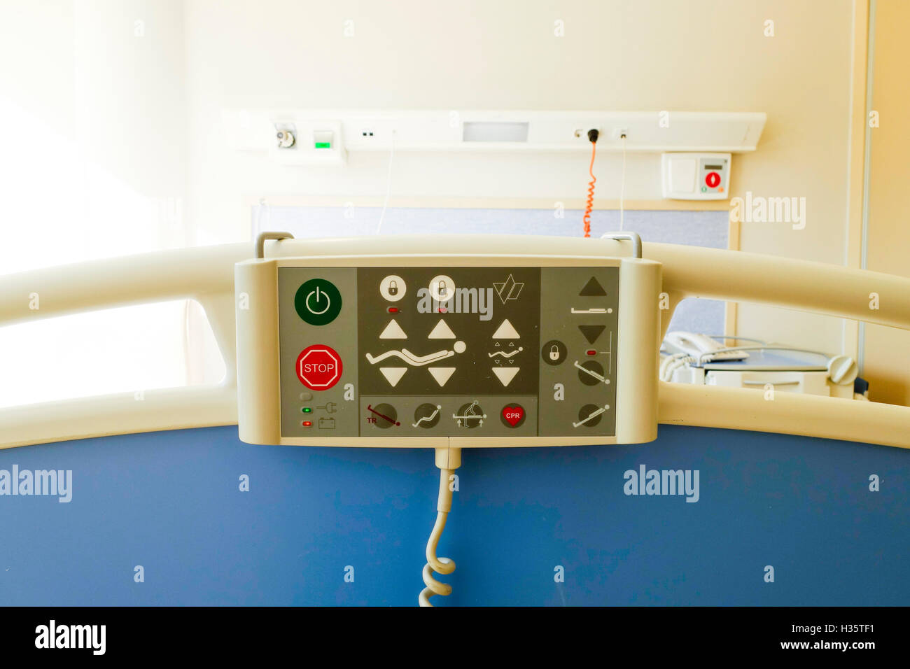 Hospital bed remote control panel for making bed adjustments Stock ...
