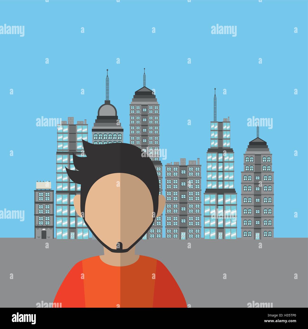 man with city background image Stock Vector Image & Art - Alamy