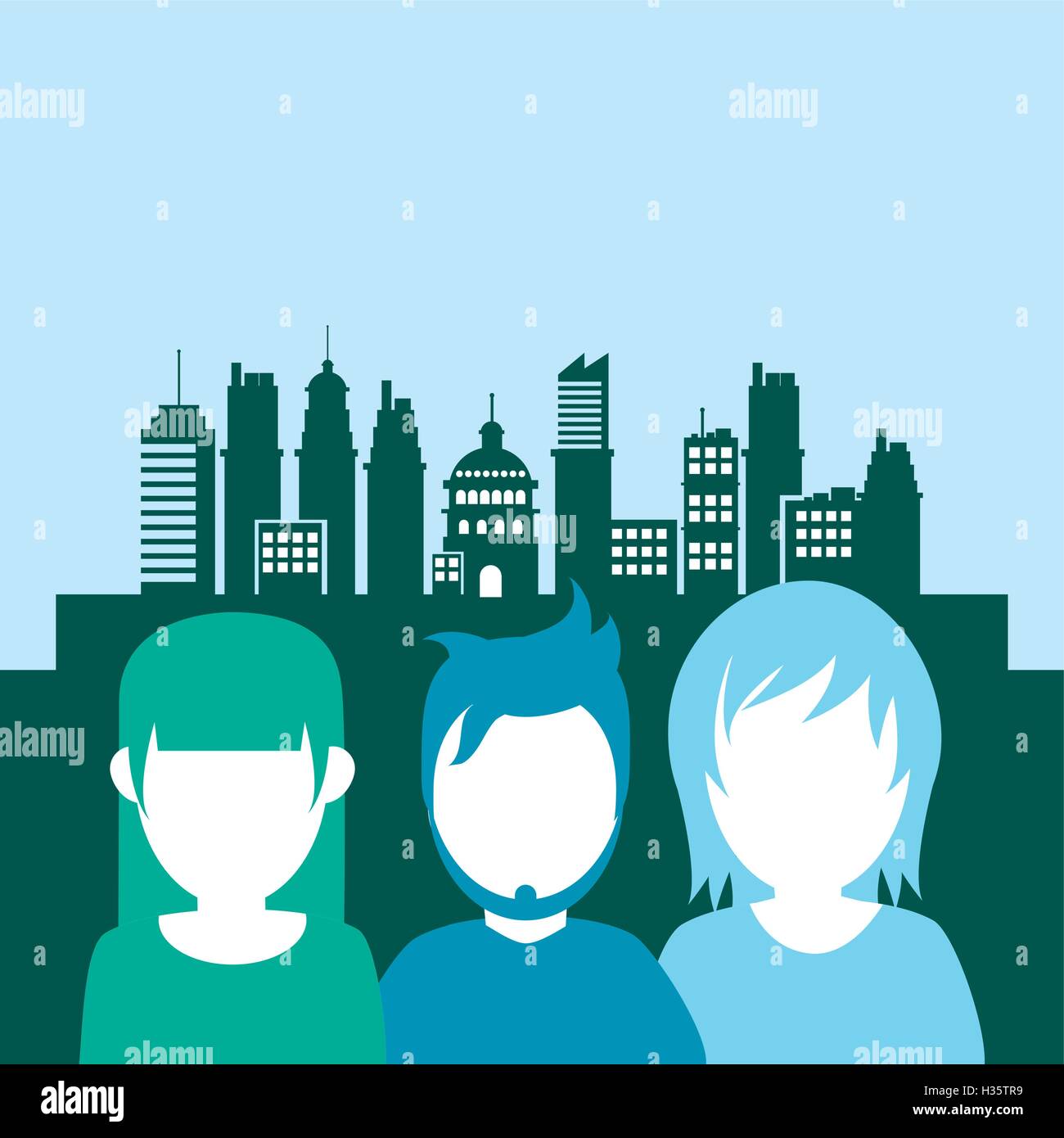 people with city background image Stock Vector Image & Art - Alamy
