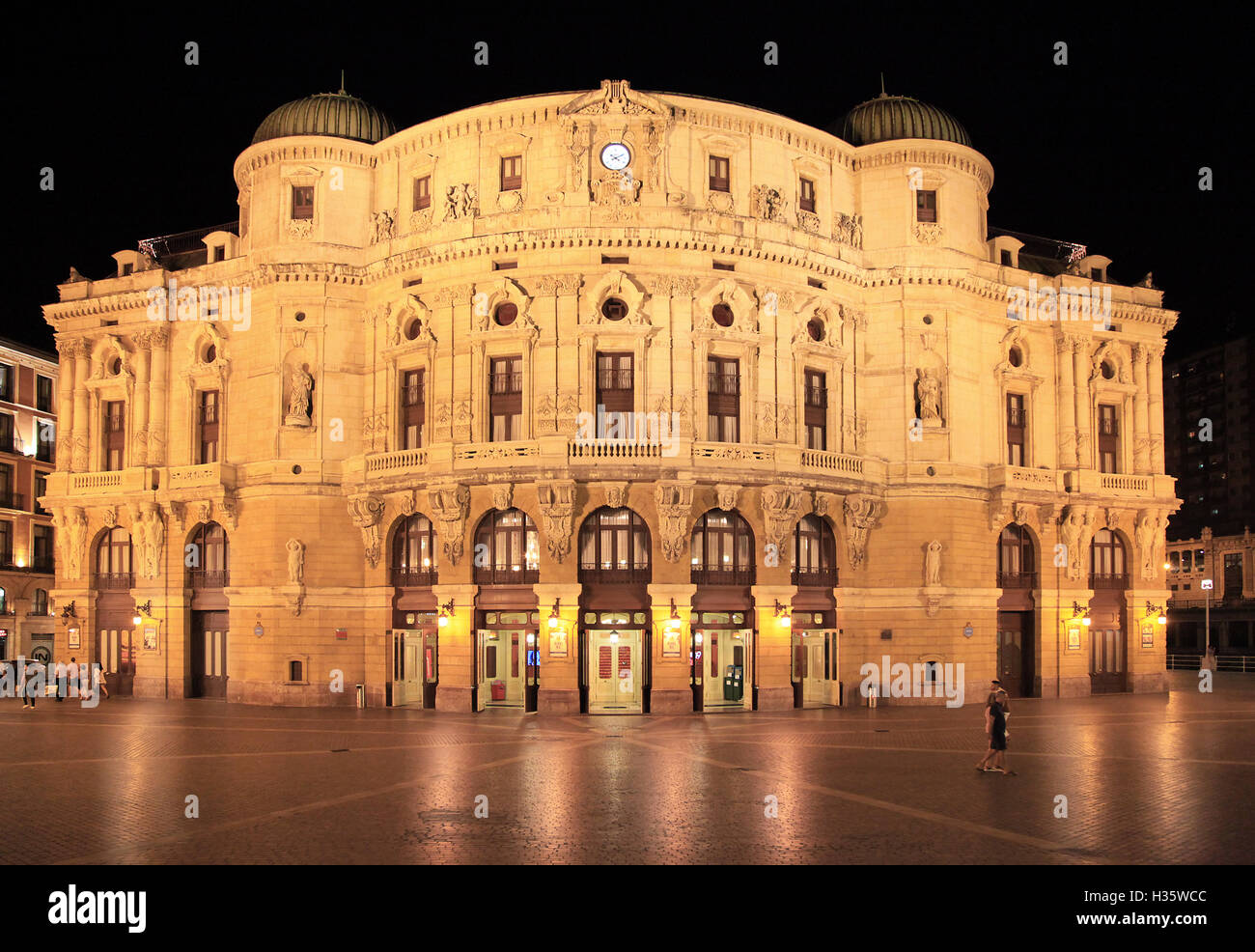 Theatre Teatro Arriaga.by night an opera house in Bilbao Spain Stock ...