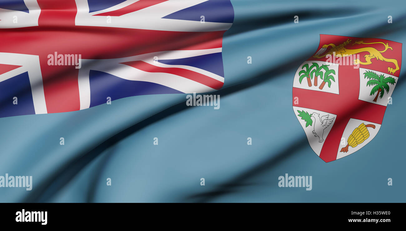 3d rendering of Republic of Fiji flag waving Stock Photo - Alamy