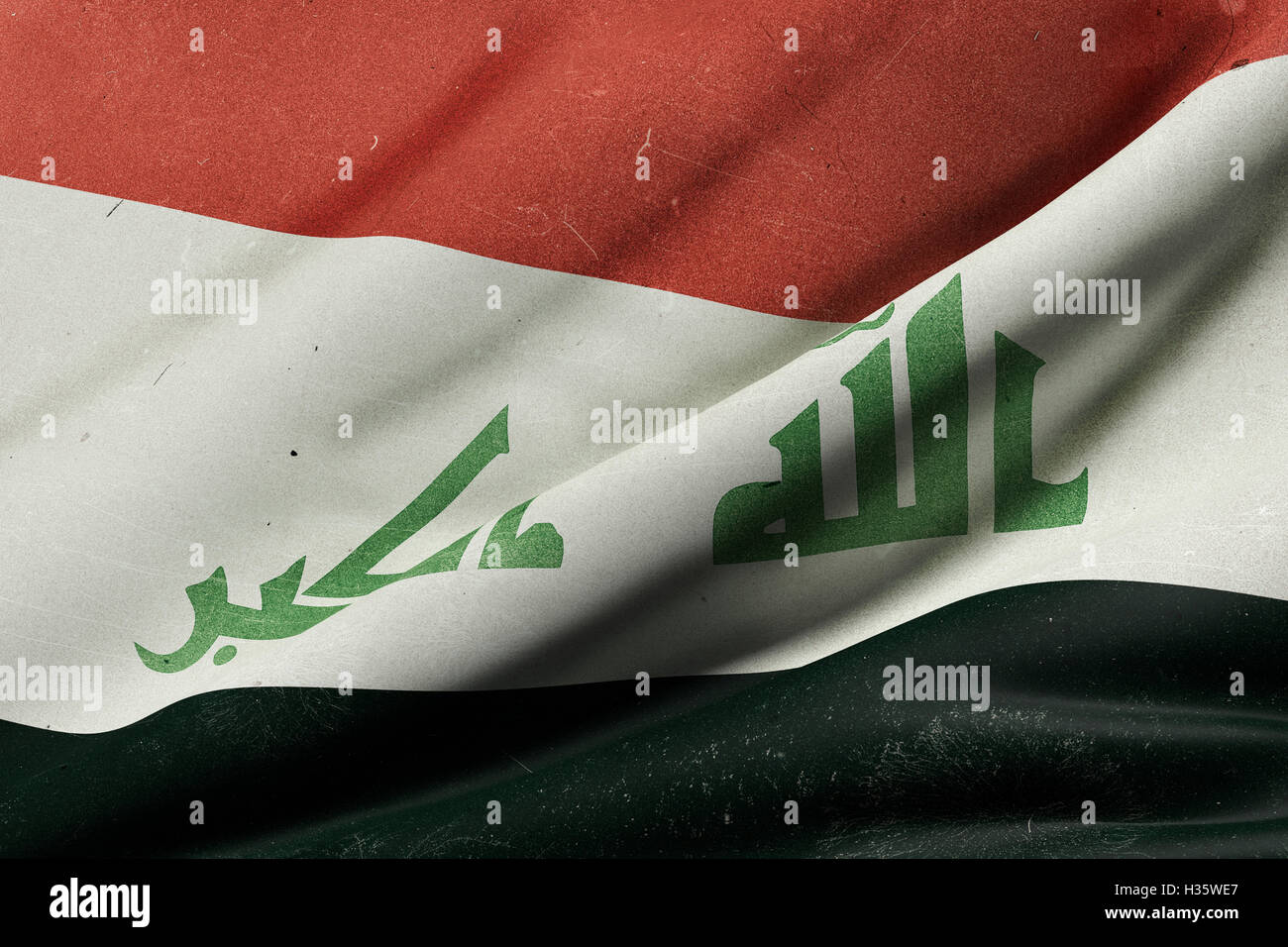 3d rendering of an old Republic of Iraq flag waving Stock Photo - Alamy