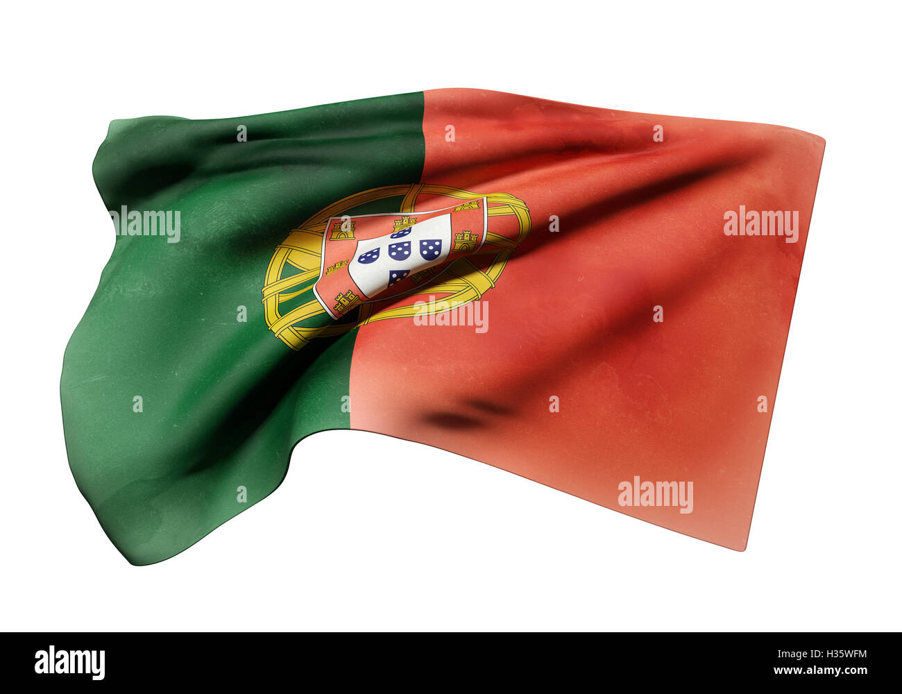 3d rendering of an old Portugal flag on white background Stock Photo ...
