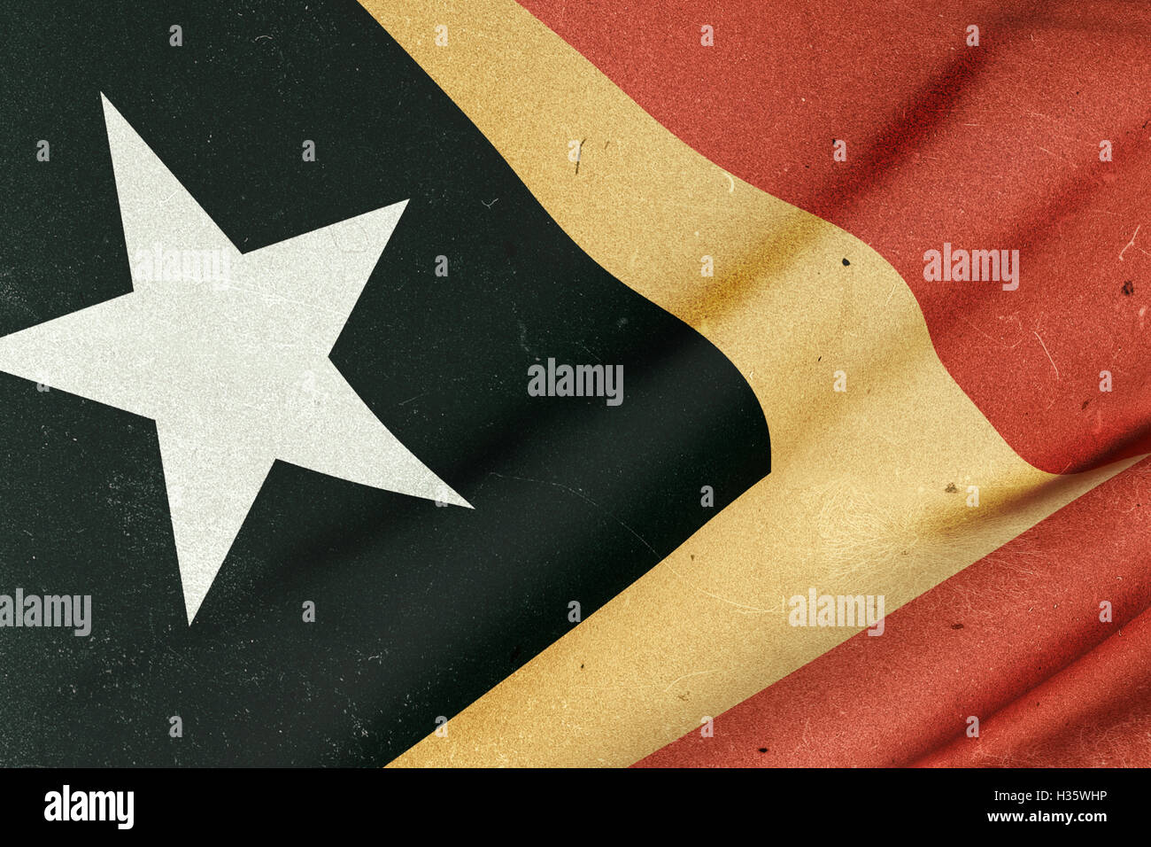 3d rendering of an old Democratic Republic of Timor-Leste flag waving ...