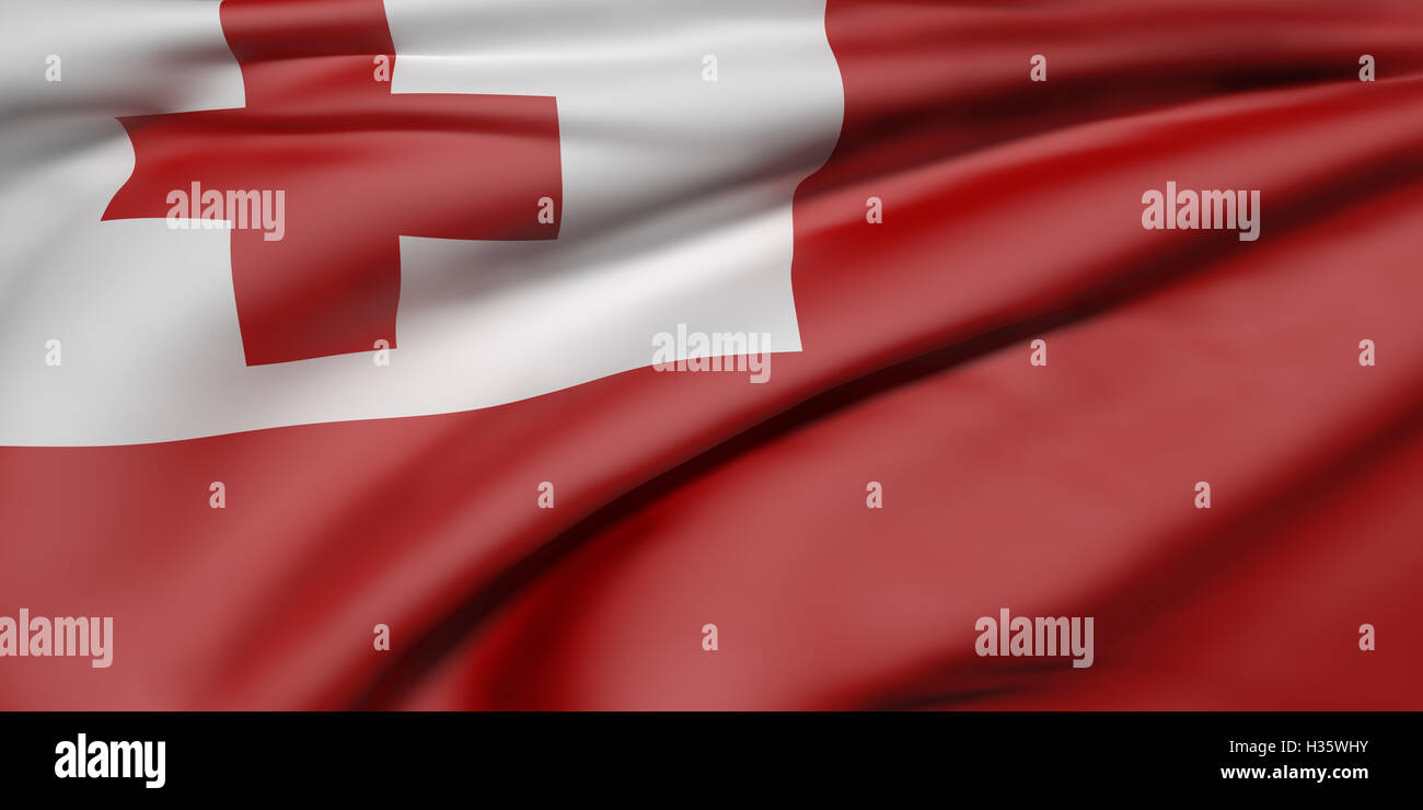 3d rendering of Kingdom of Tonga flag waving Stock Photo - Alamy