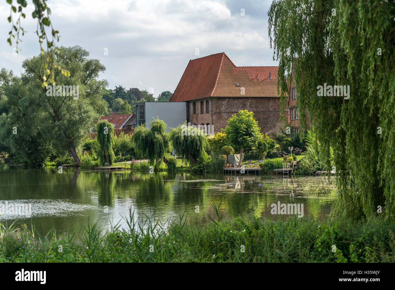 city lake Stadtsee in Moelln, Schleswig-Holstein, Germany, Europe Stock ...