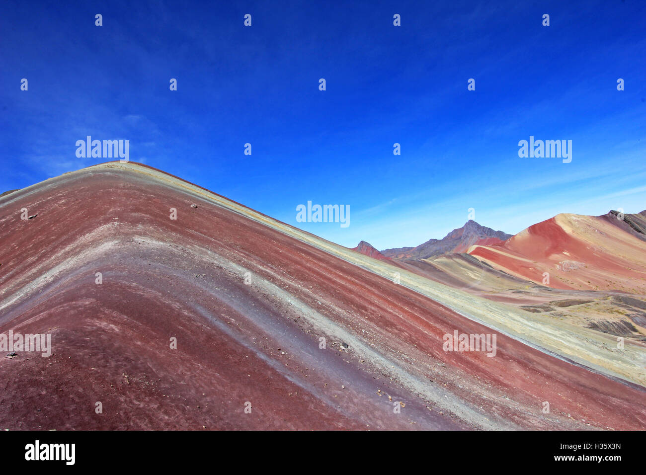 The beautiful colored Rainbow Mountain in their natural colors located ...