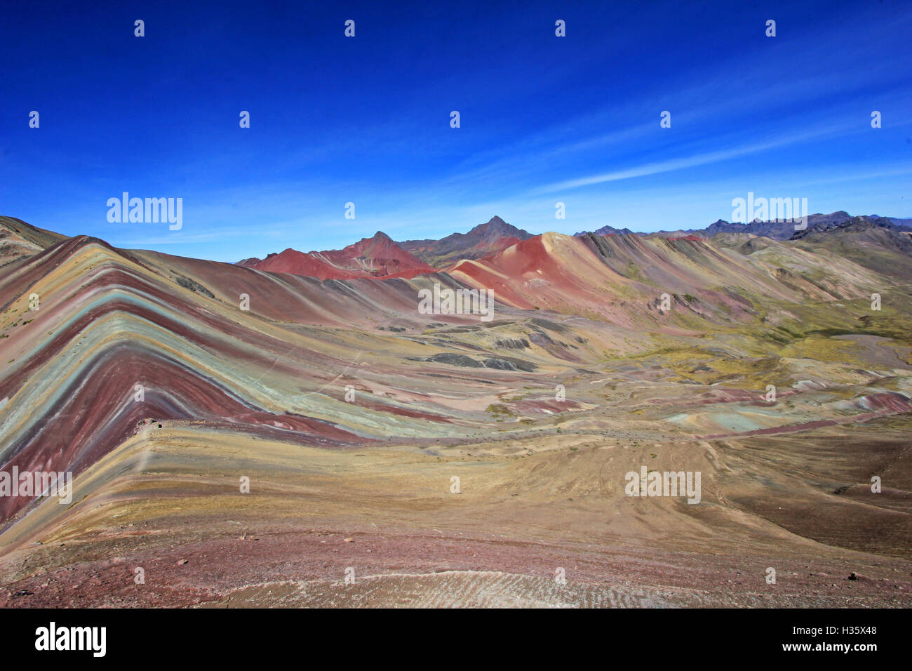 The beautiful colored Rainbow Mountain panorama near Cusco Peru. Nice ...