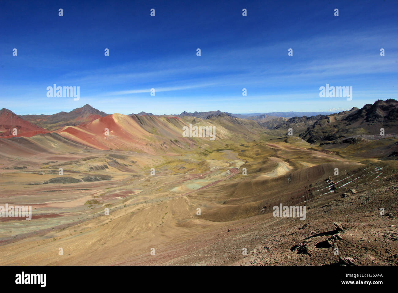 The beautiful colored Rainbow Mountain panorama near Cusco Peru. Nice ...