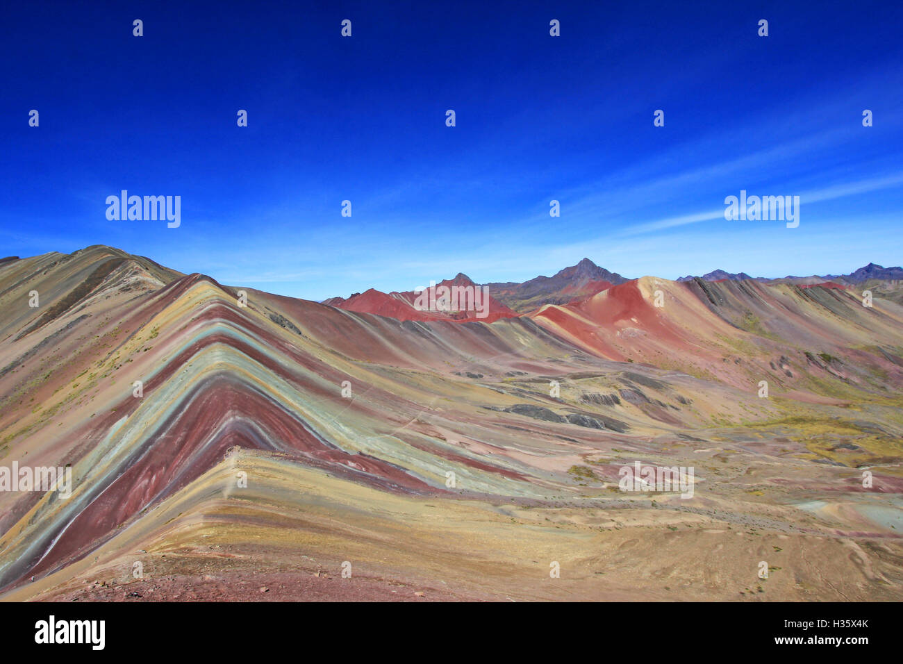 The beautiful colored Rainbow Mountain panorama near Cusco Peru. Nice ...