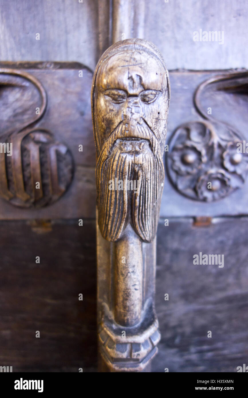 medieval church wood carving man beard face Stock Photo - Alamy