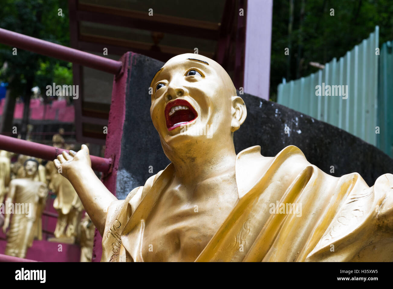 Screaming buddha at 10000 Buddhas Monastery in Hong Kong Stock Photo ...