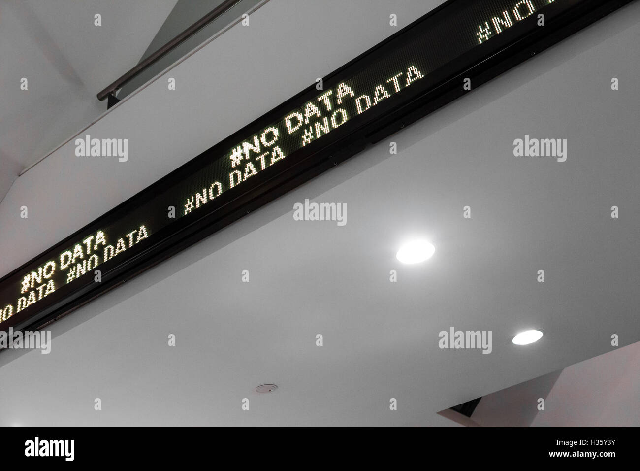 A Digital Display Hanging On A Wall Showing A Message That There Is No 