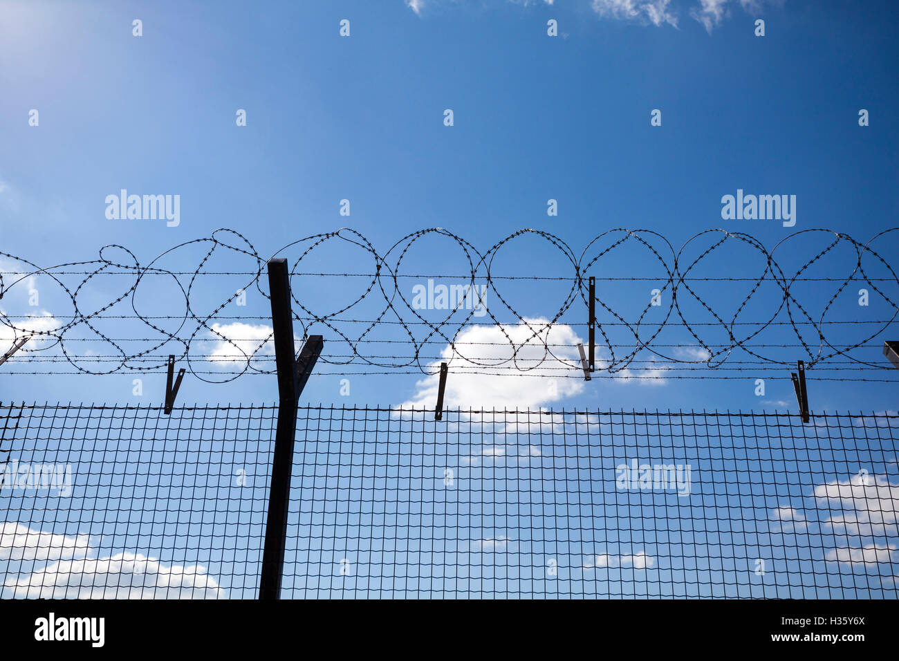 Security fencing outside a large military airfield Stock Photo - Alamy