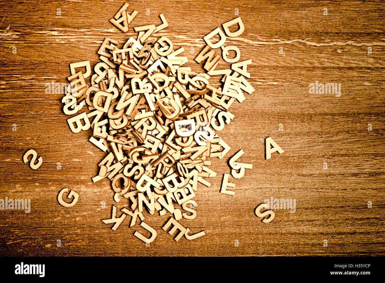 wooden letters scattered Stock Photo - Alamy