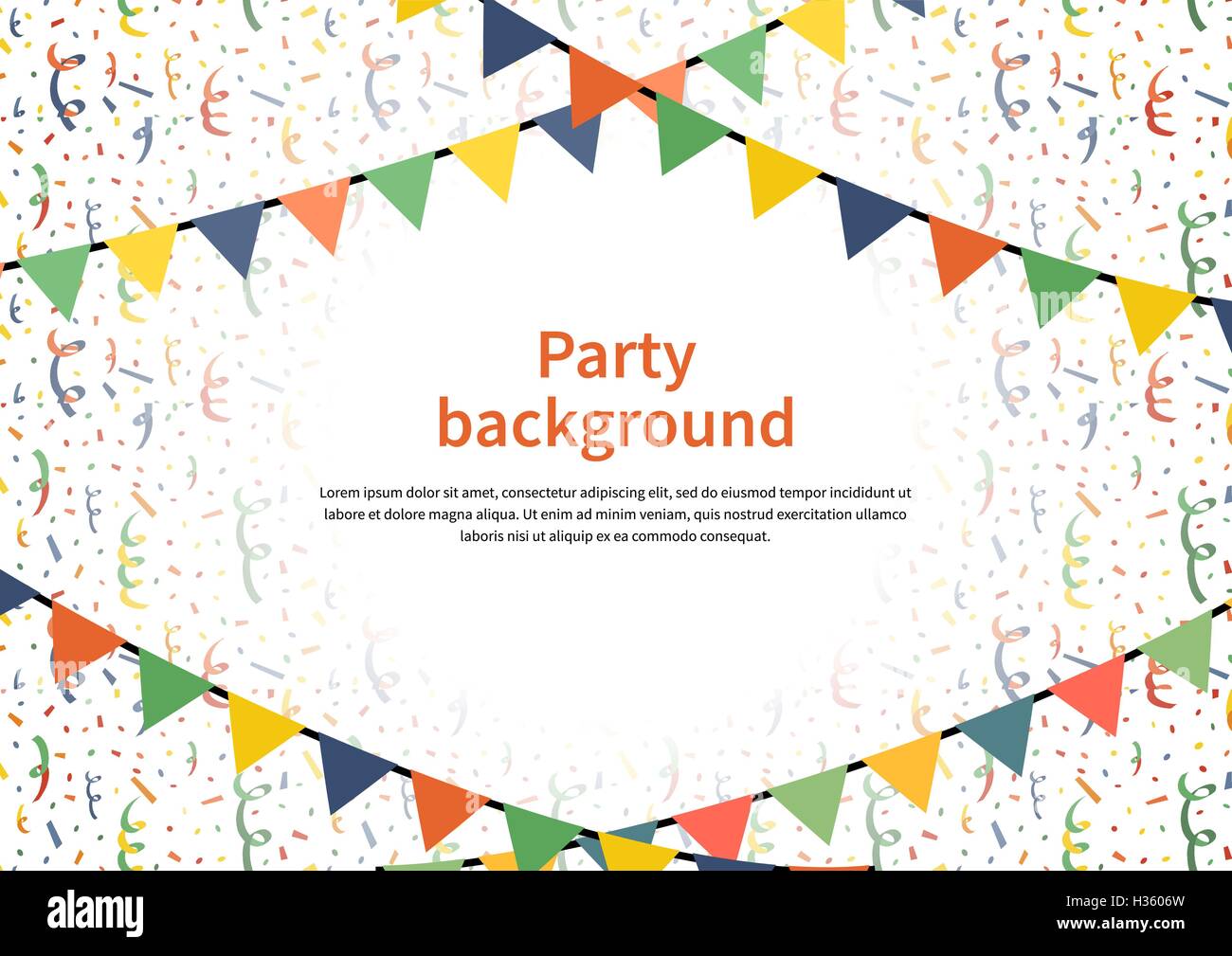 Party background with buntings garlands and confetti Stock Vector Image ...