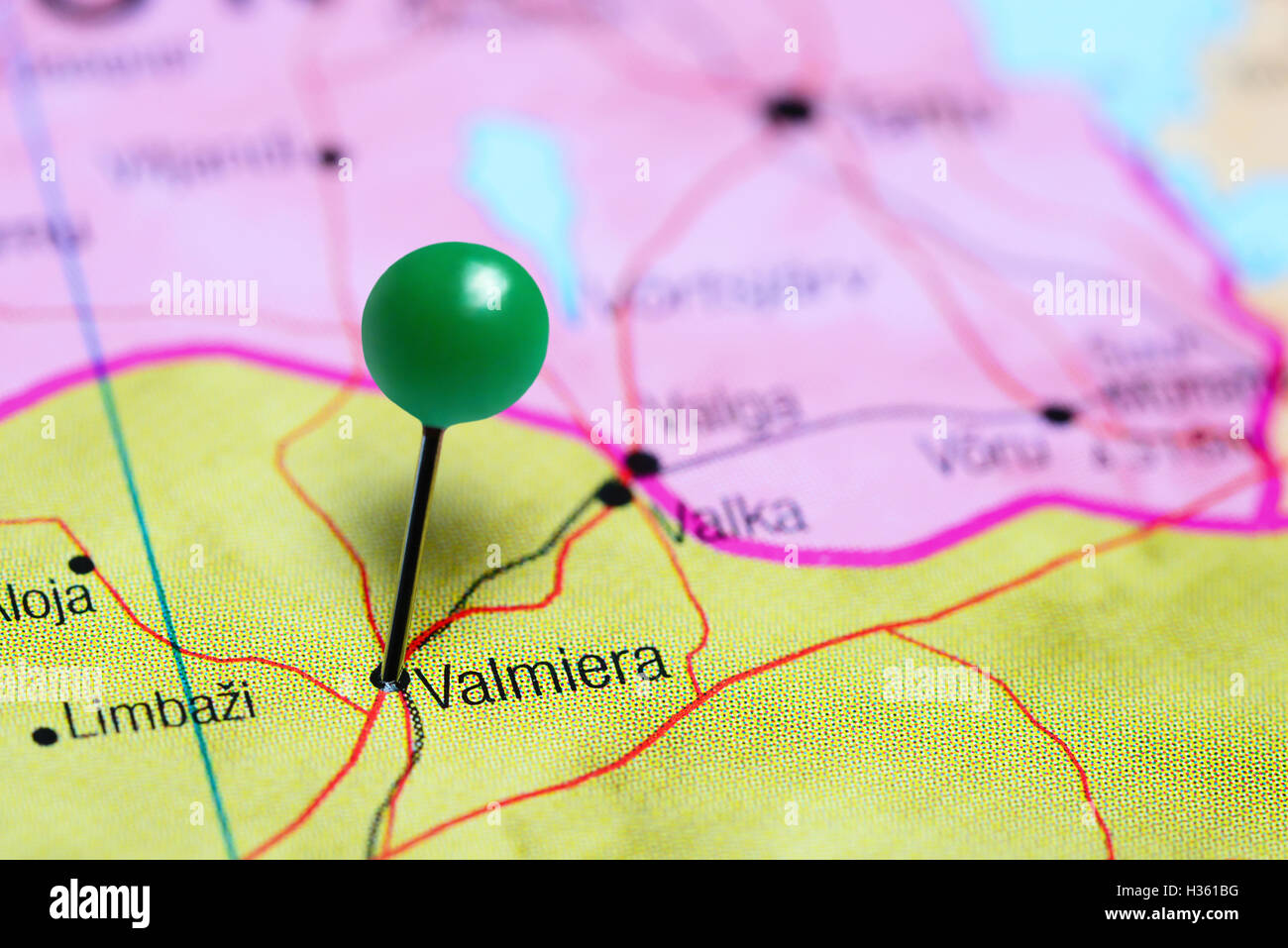 Valmiera pinned on a map of Latvia Stock Photo - Alamy