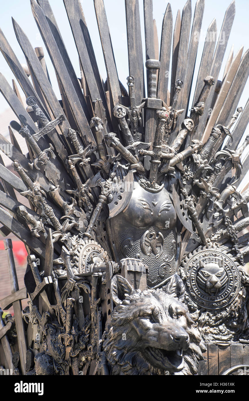 Imperial, royal throne made of iron swords, seat of the king, symbol of ...