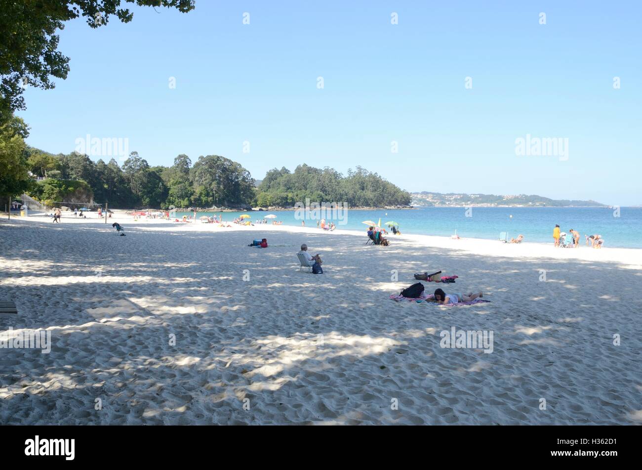 People having a day in summer in Lapaman beach, located between Marin ...