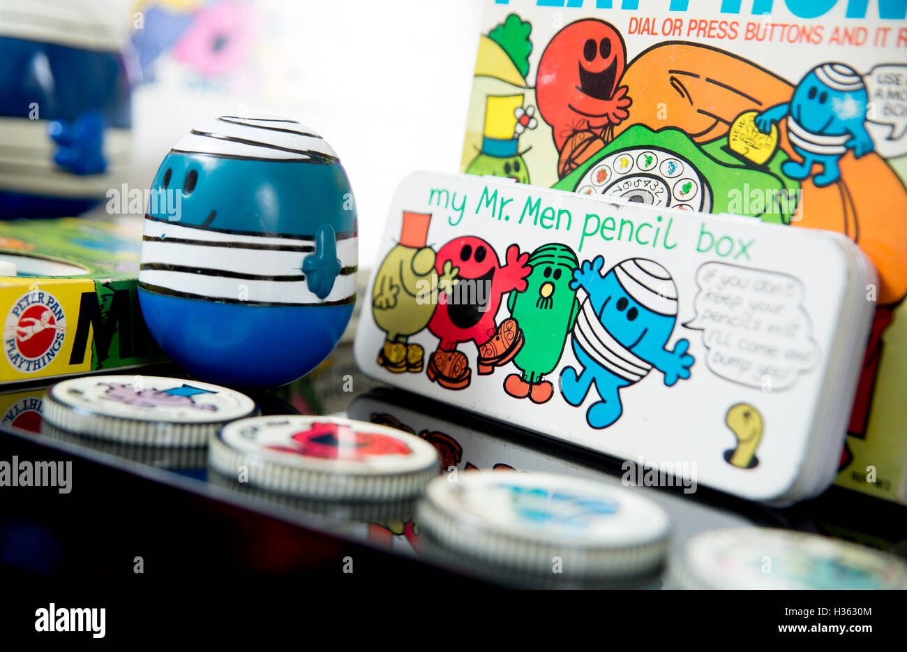 A collection of Mr men memorabilia on display Stock Photo - Alamy