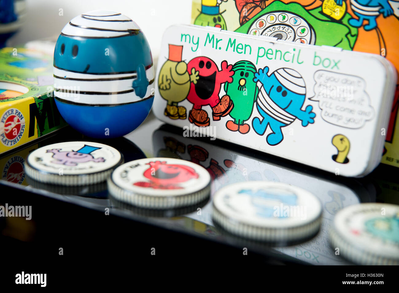 A collection of Mr men memorabilia on display Stock Photo - Alamy
