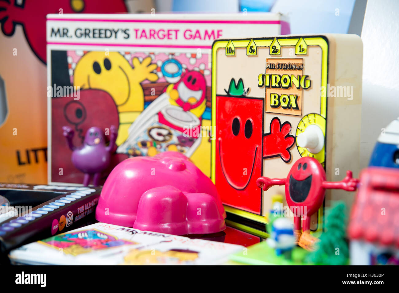 A collection of Mr men memorabilia on display Stock Photo - Alamy
