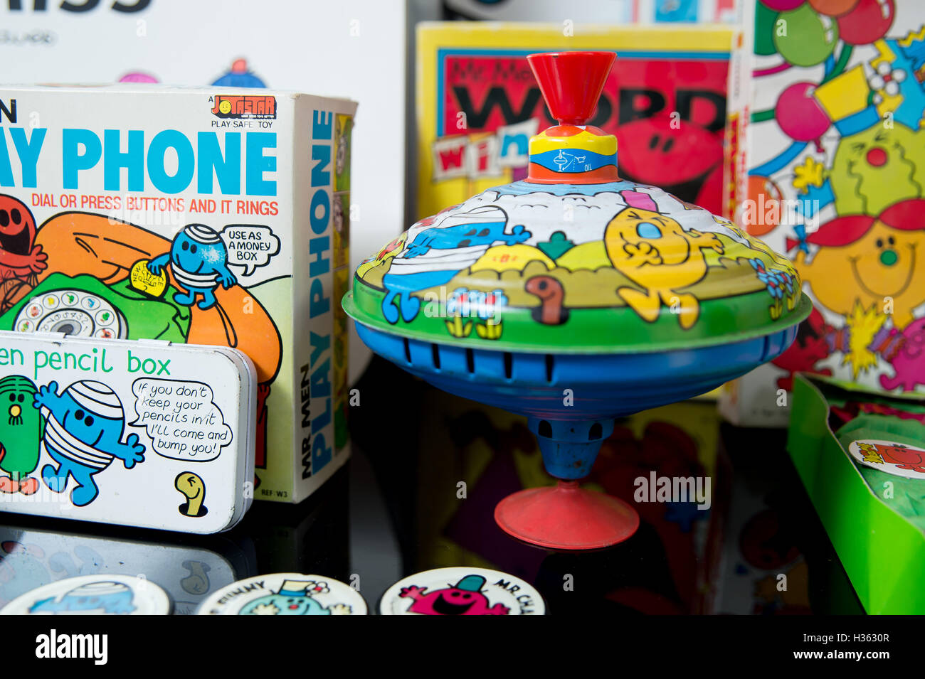 A collection of Mr men memorabilia on display Stock Photo - Alamy