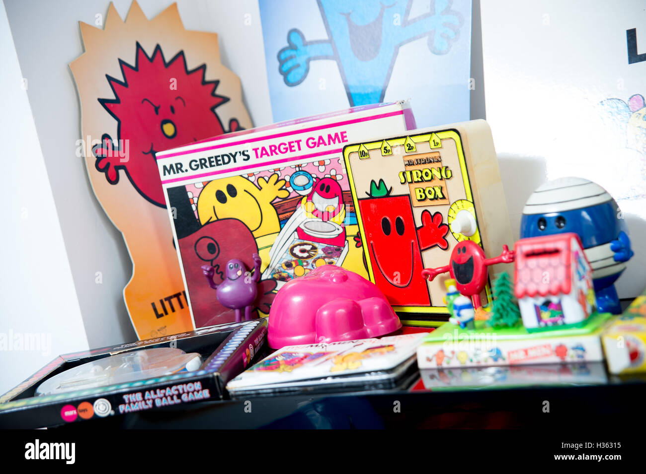 A collection of Mr men memorabilia on display Stock Photo - Alamy