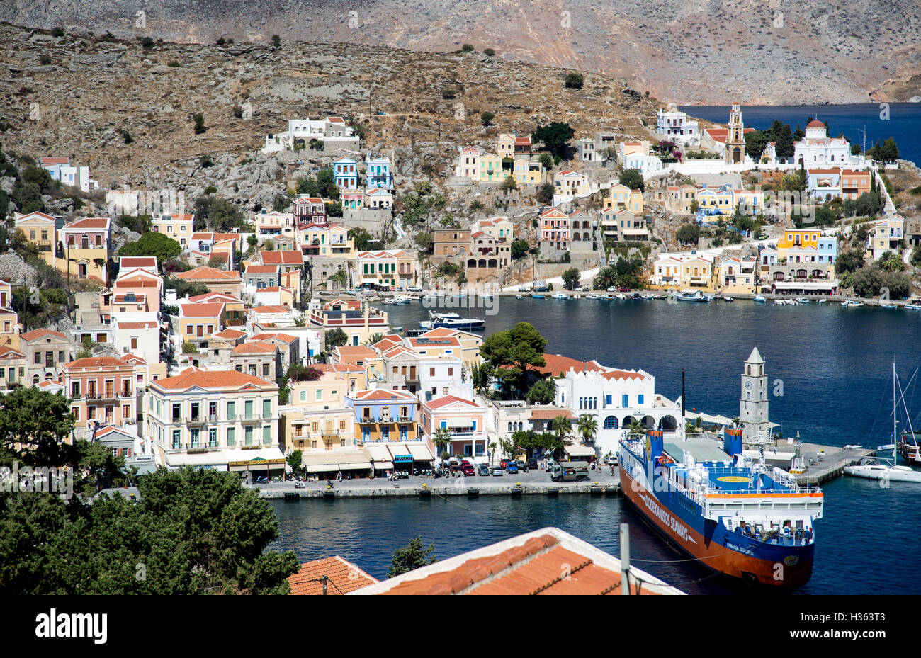 Symi Harbor Greek Islands Greece Stock Photo - Alamy