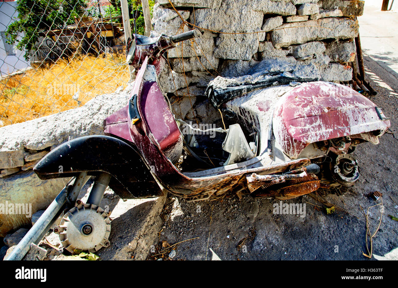 Scrapped Motor Scooter Symi Greek Islands Greece Stock Photo - Alamy