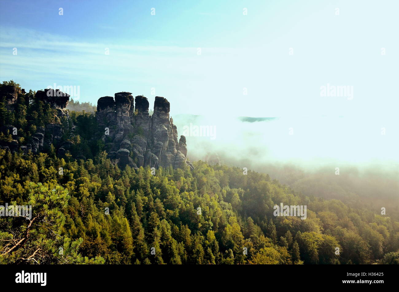 Rock formation Bastei in Saxon Switzerland, Germany Stock Photo - Alamy