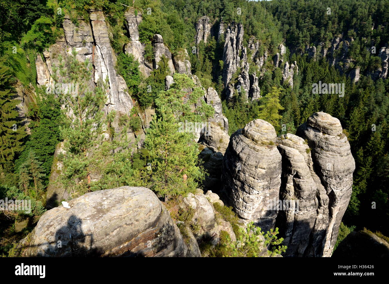 Rock formation Bastei in Saxon Switzerland, Germany Stock Photo - Alamy