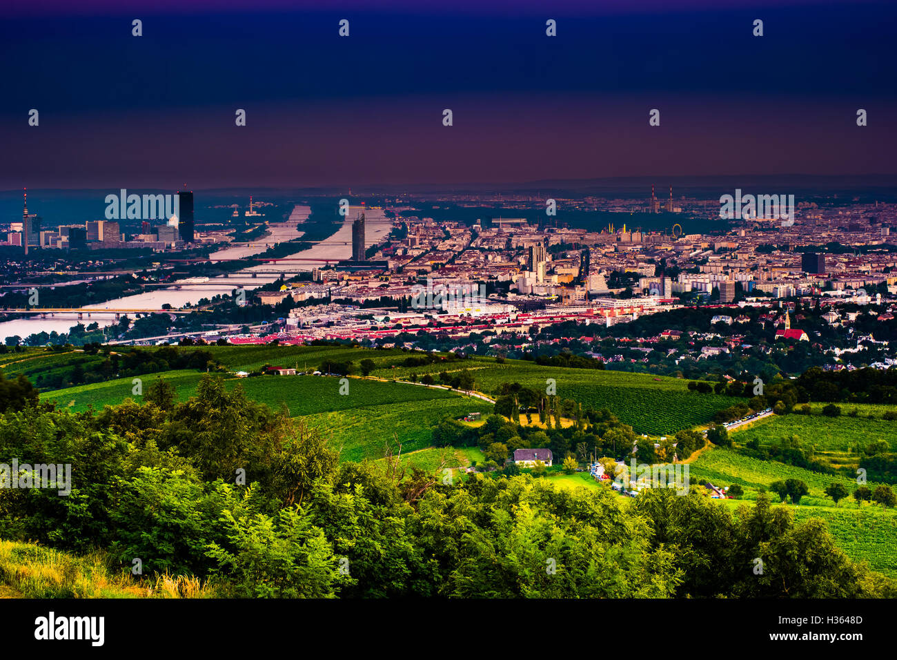Vienna skyline and Danube River. Vienna, Austria Stock Photo - Alamy Vienna skyline and Danube River. Vienna, Austria Stock Photo - Alamy