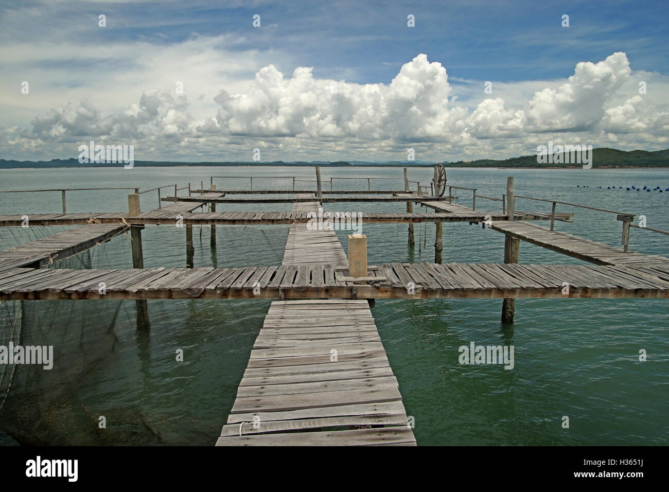wooden jetty in the sea with beautiful sky background Stock Photo - Alamy
