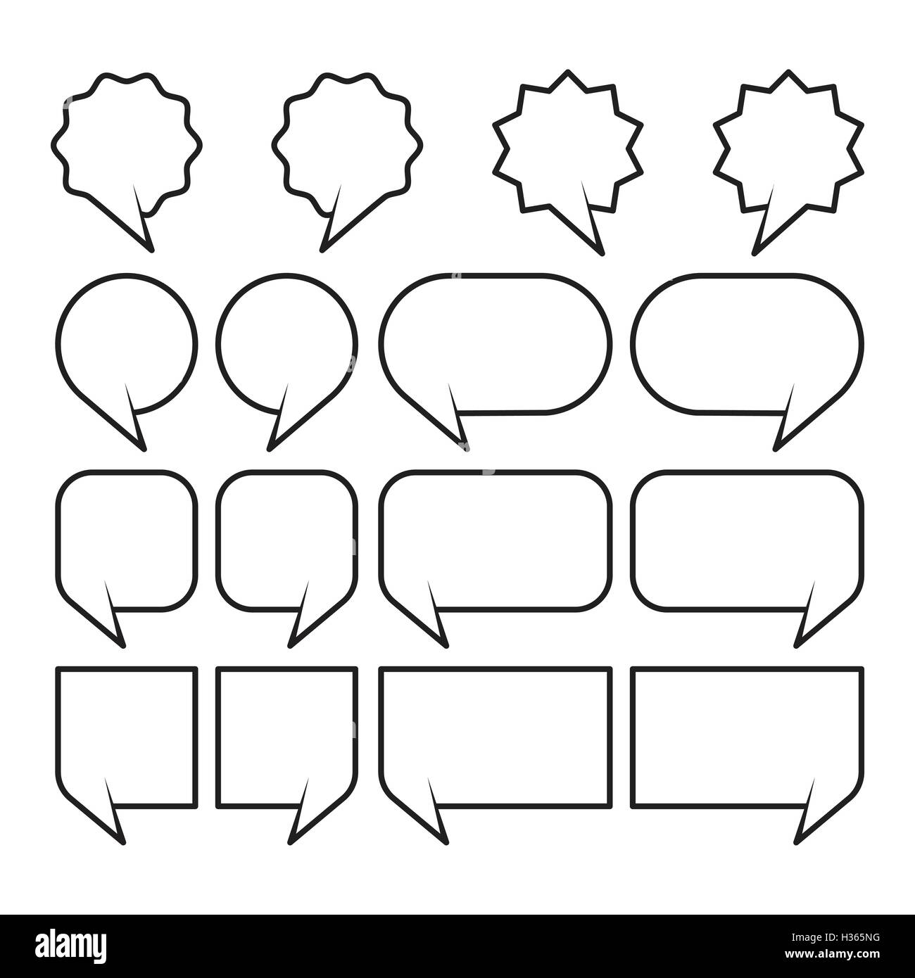 [EPS] black line speech bubbles set vector illustration Stock Vector Image & Art - Alamy
