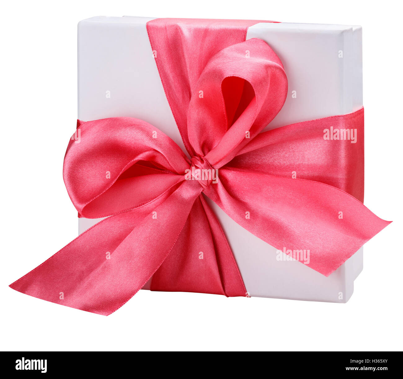 white gift box with ribbon and bow Stock Photo - Alamy