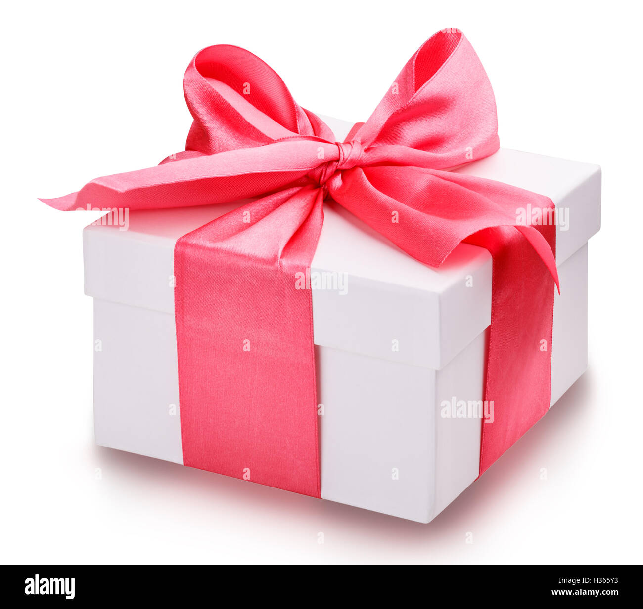 white gift box with ribbon and bow Stock Photo - Alamy