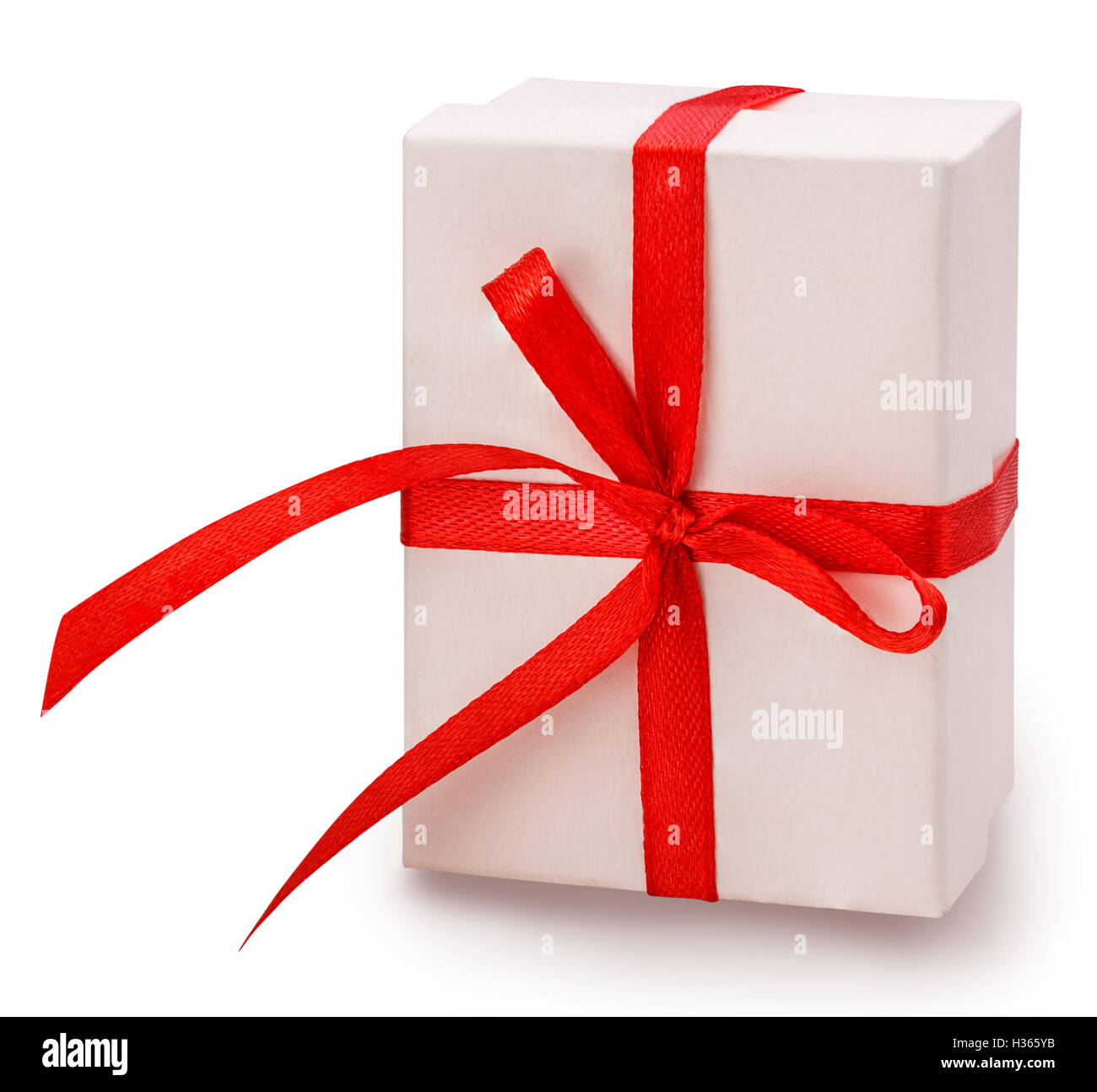 white gift box with a red ribbon and bow Stock Photo - Alamy